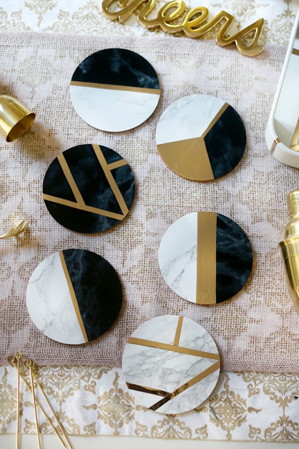 Glam Marble & Gold DIY Coasters - Swoon Worthy