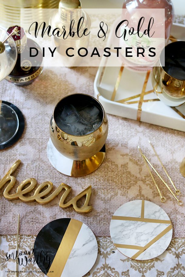 Glam Marble & Gold DIY Coasters - Swoon Worthy