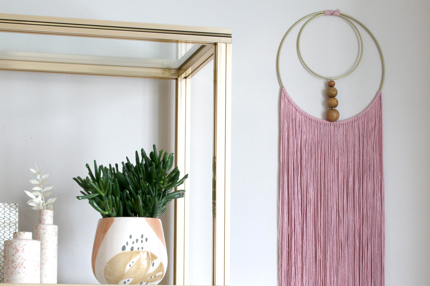 DIY Double Gold Hoop Fringed Wall Hanging - Swoon Worthy
